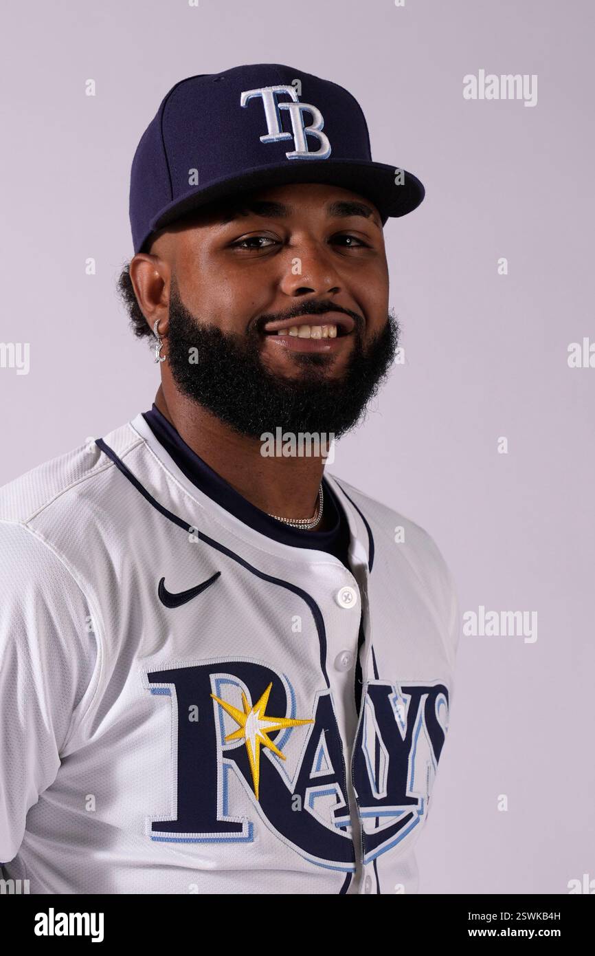 Tampa Bay Rays third base Junior Caminero poses for a portrait during ...
