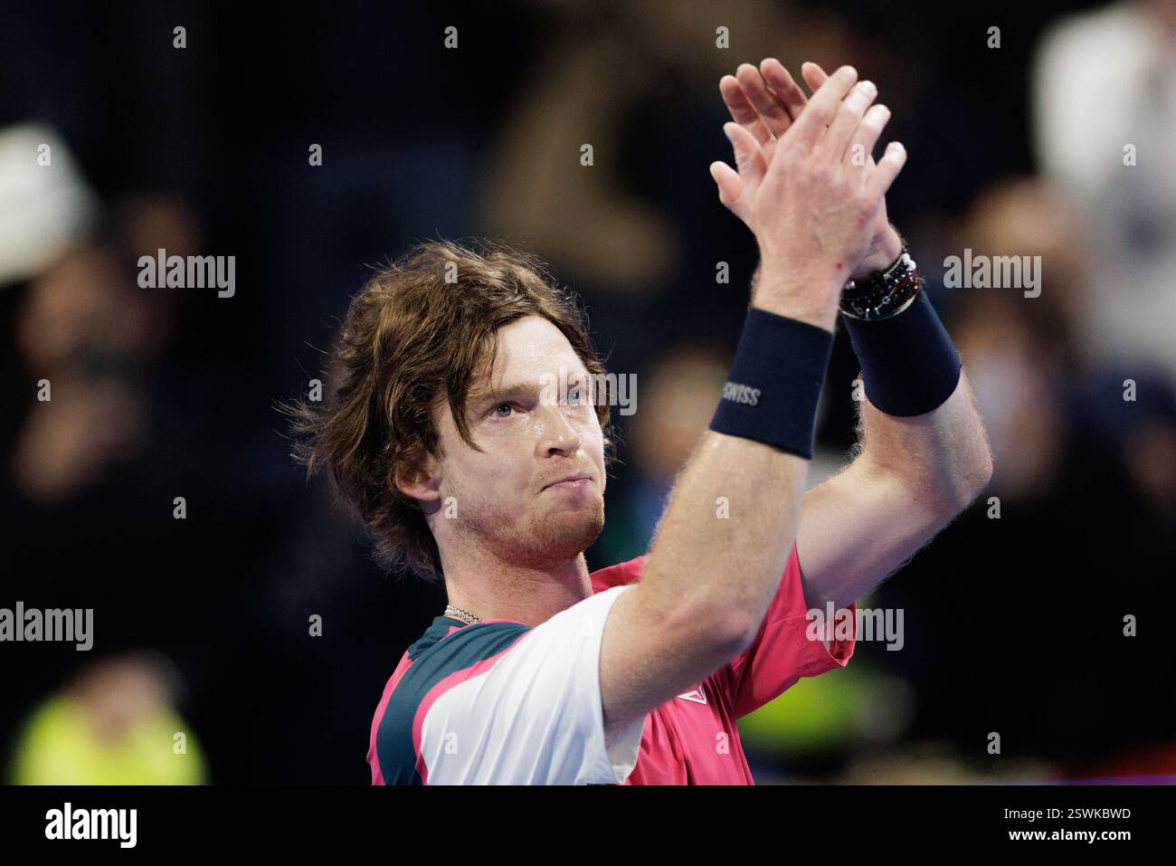 Andrey Rublev of Russia during the 2025 Qatar ExxonMobil Open, ATP 500 ...