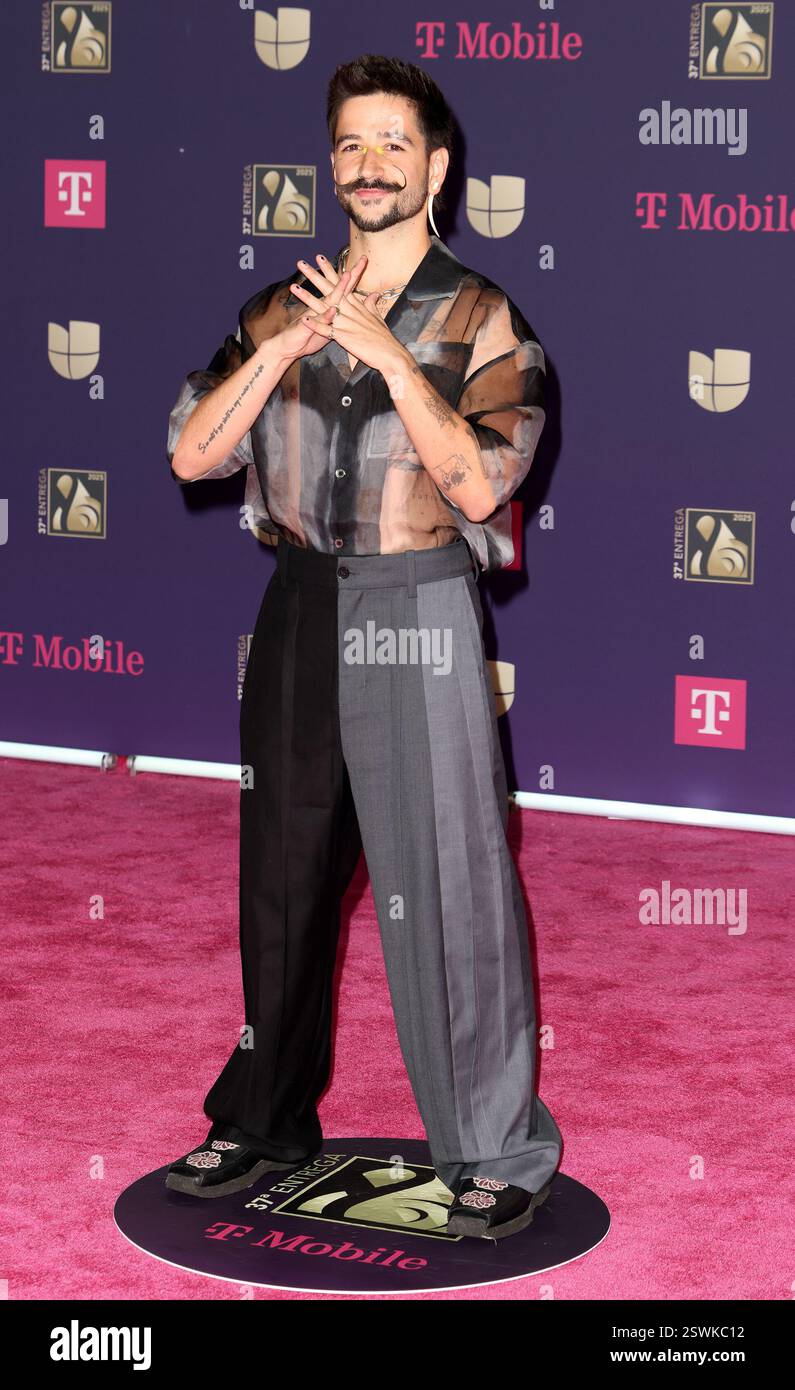 MIAMI, FLORIDA - FEBRUARY 20: Camilo attends Univision's 37th Premio Lo ...