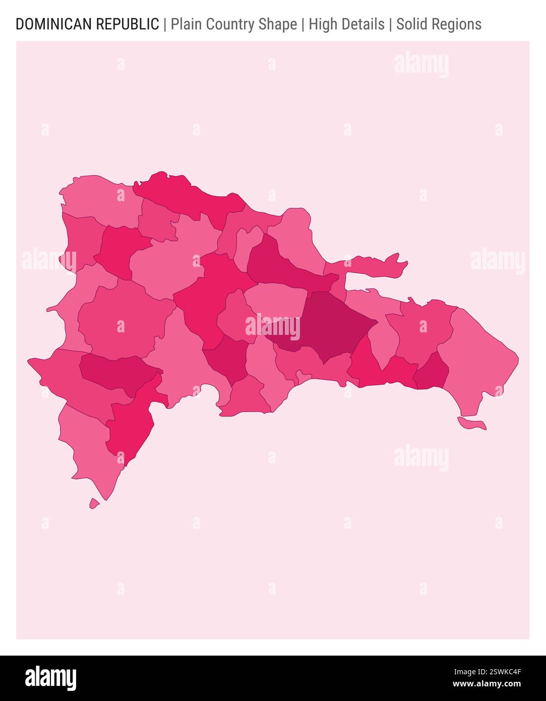 Dominican Republic plain country map. High Details. Solid Regions style ...