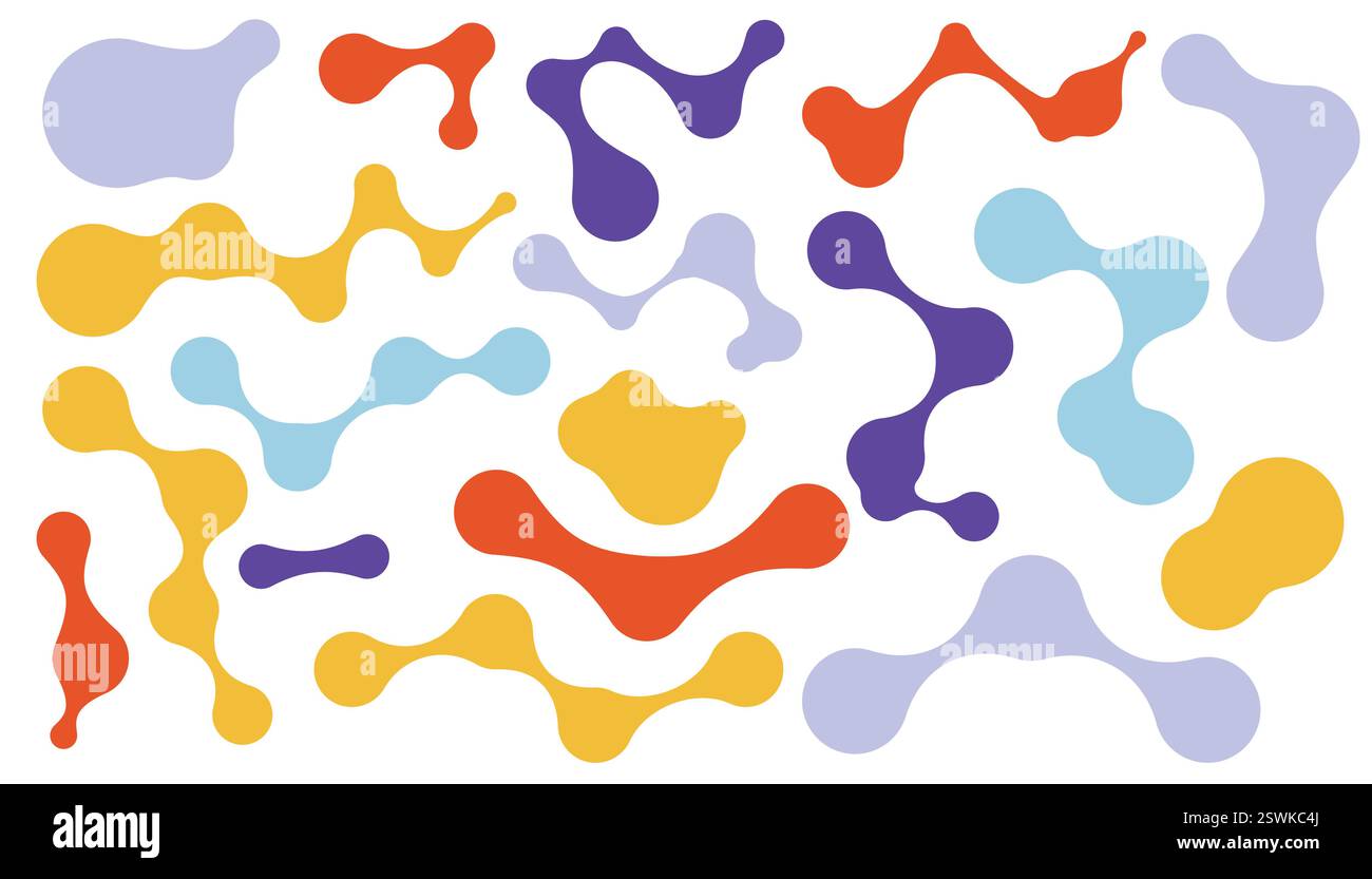 Colorful collection of rounded shapes. Organic stains, design elements ...