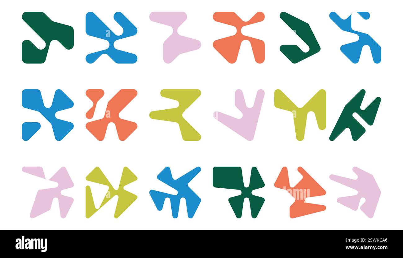 Modern tangents shapes set. Collection of Bauhaus rounded design ...