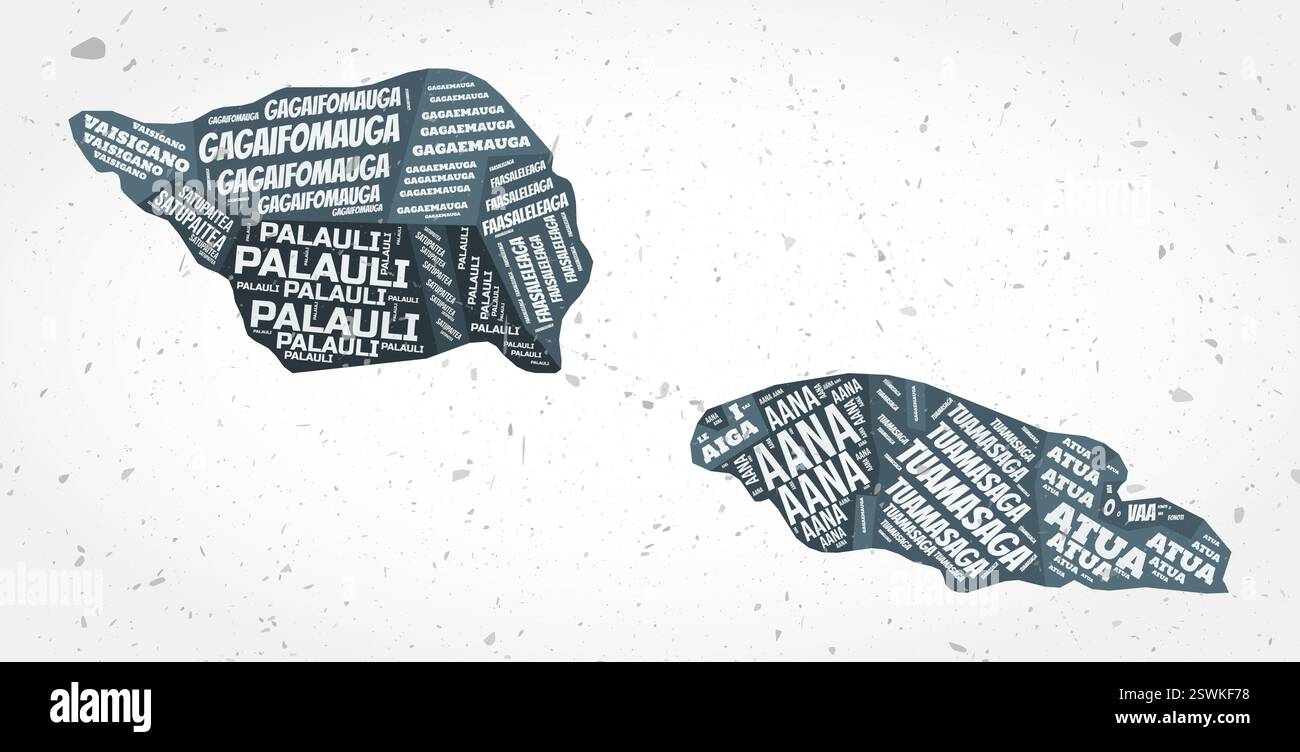 Samoa regions word clouds. Country shape on textured background. Samoa ...
