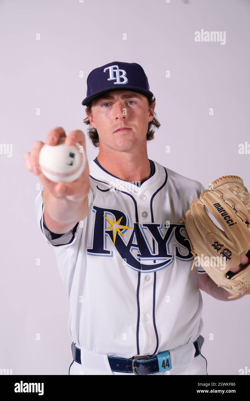 Tampa Bay Rays pitcher Ryan Pepiot poses for a portrait during photo ...