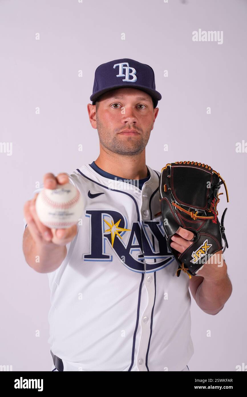 Tampa Bay Rays pitcher Garrett Acton poses for a portrait during photo ...