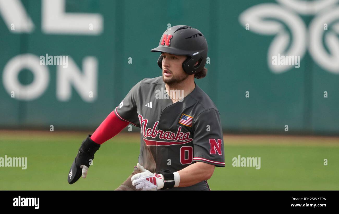 Nebraska Cayden Brumbaugh (0) during an NCAA baseball game against ...