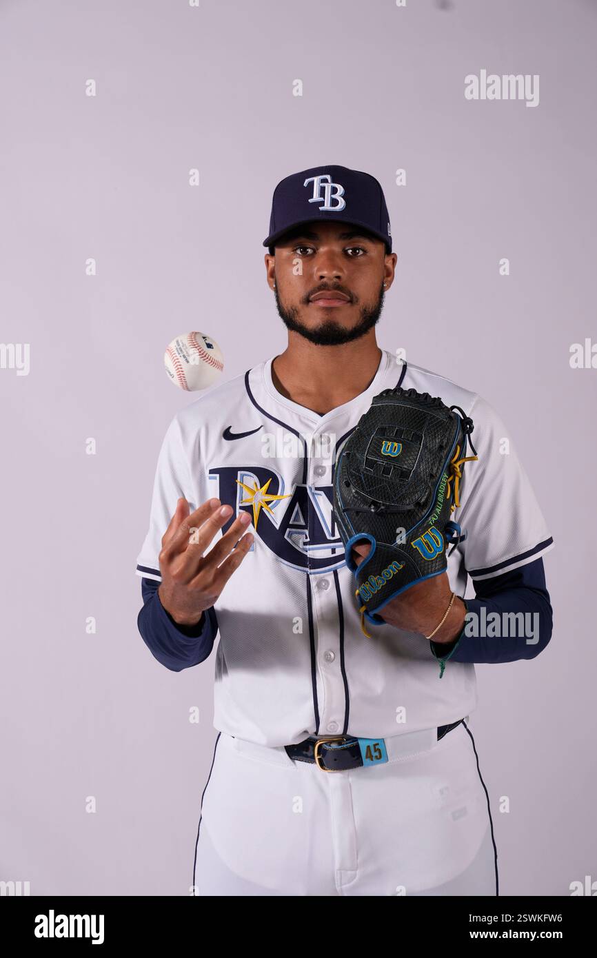 Tampa Bay Rays pitcher Taj Bradley poses for a portrait during photo ...
