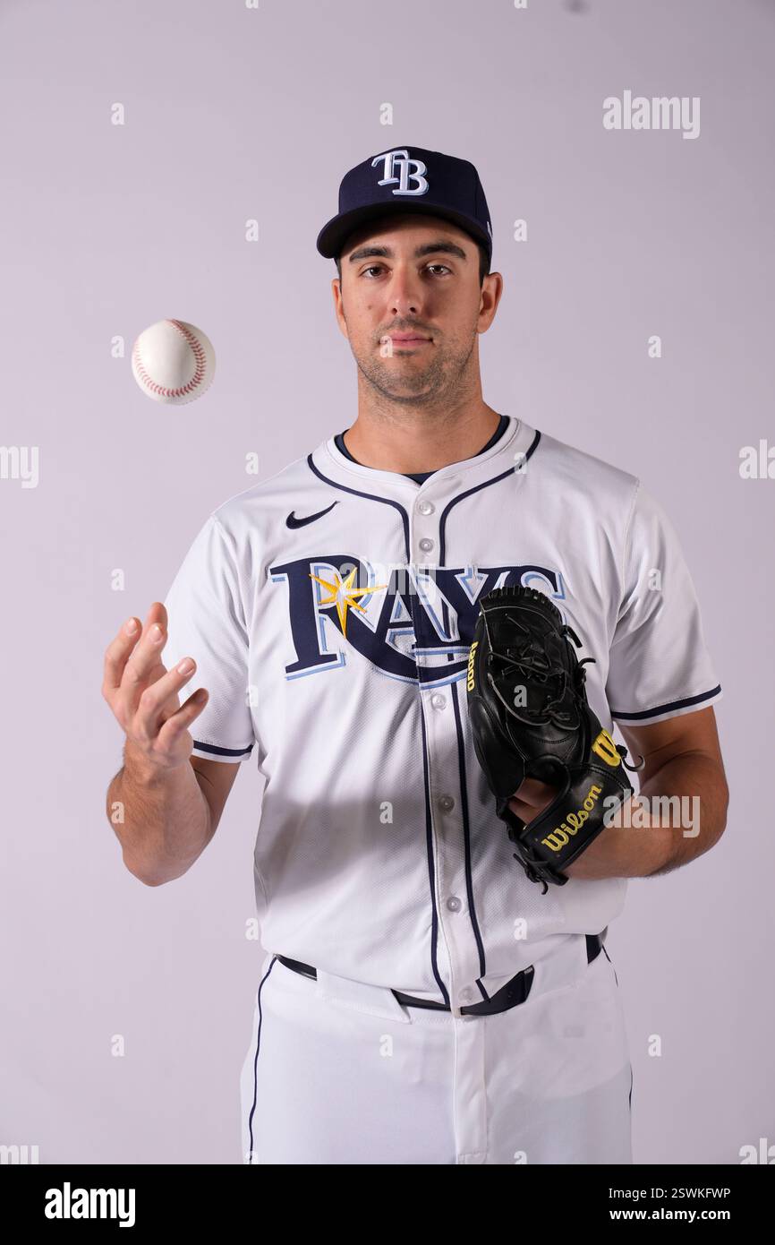 Tampa Bay Rays pitcher Joe Boyle poses for a portrait during photo day ...