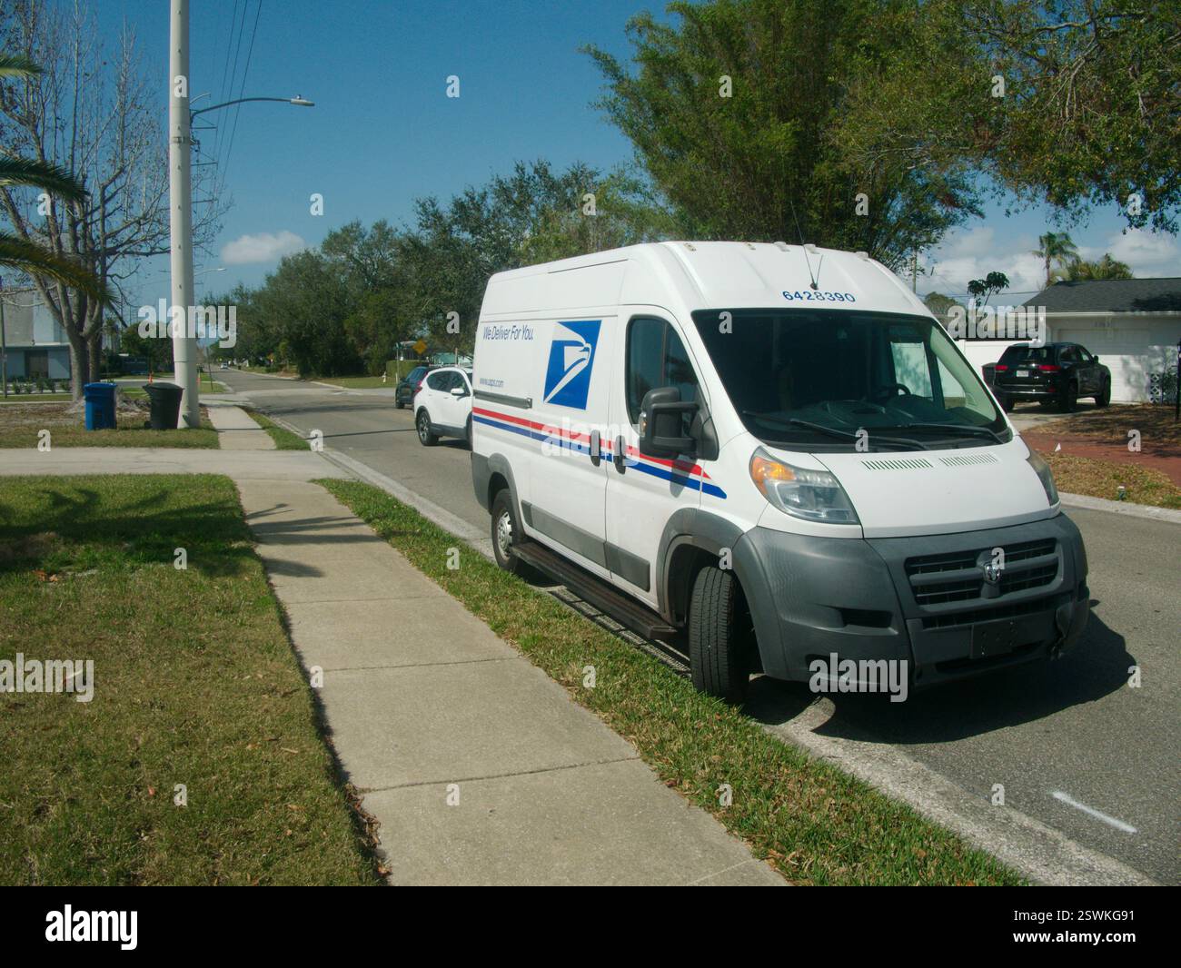 Editorial Use Only February 20, 2025 St. Petersburg, Florida, USA. Wide view USPS red, white and ...