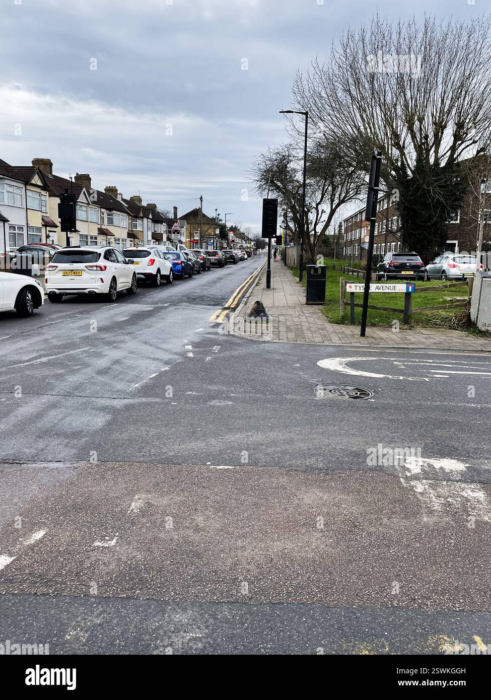 London, UK - February 21, 2025: A street in Enfield, London, with ...
