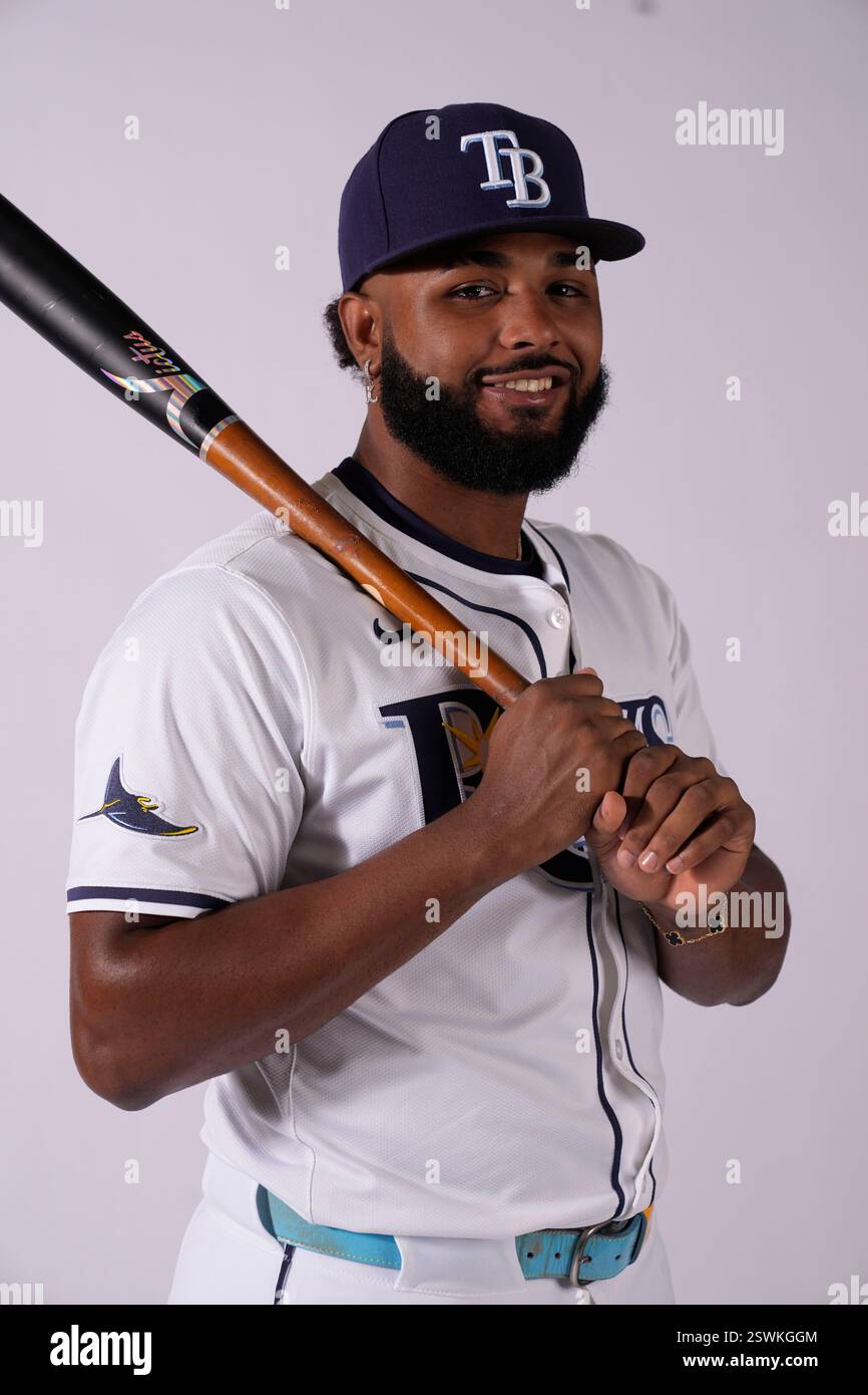 Tampa Bay Rays third base Junior Caminero poses for a portrait during ...