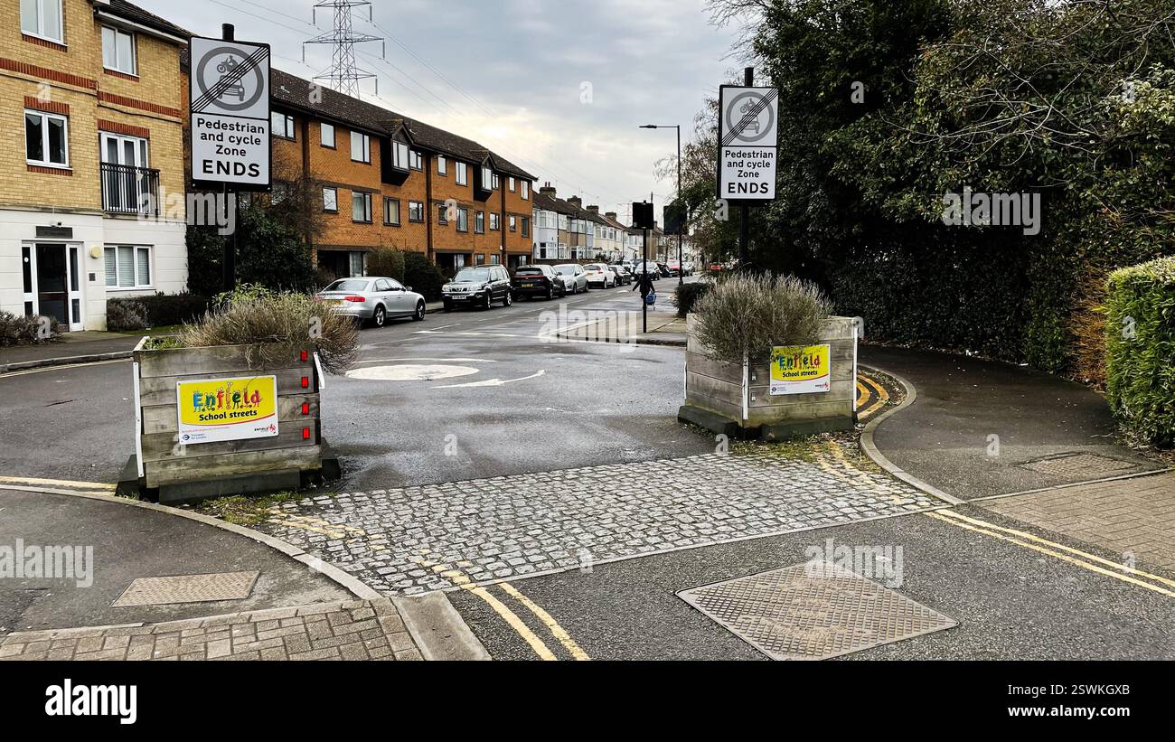 London, UK - February 21, 2025: Street environment in Enfield, London ...