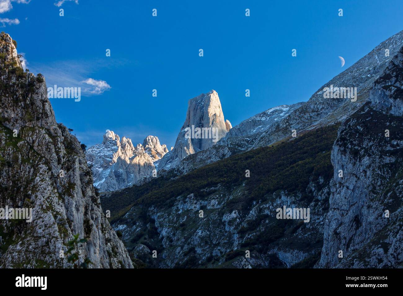 The iconic peak Naranjo de Bulnes, known as Picu Urriellu, in Picos de ...