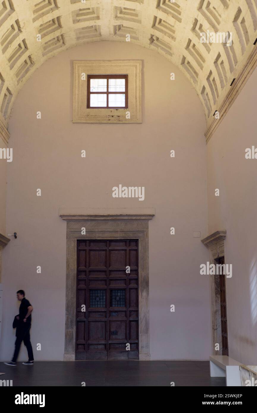 February 21, 2025, Rome, Italy: A tourist enters the Museo Nazionale di Palazzo Venezia museum ...