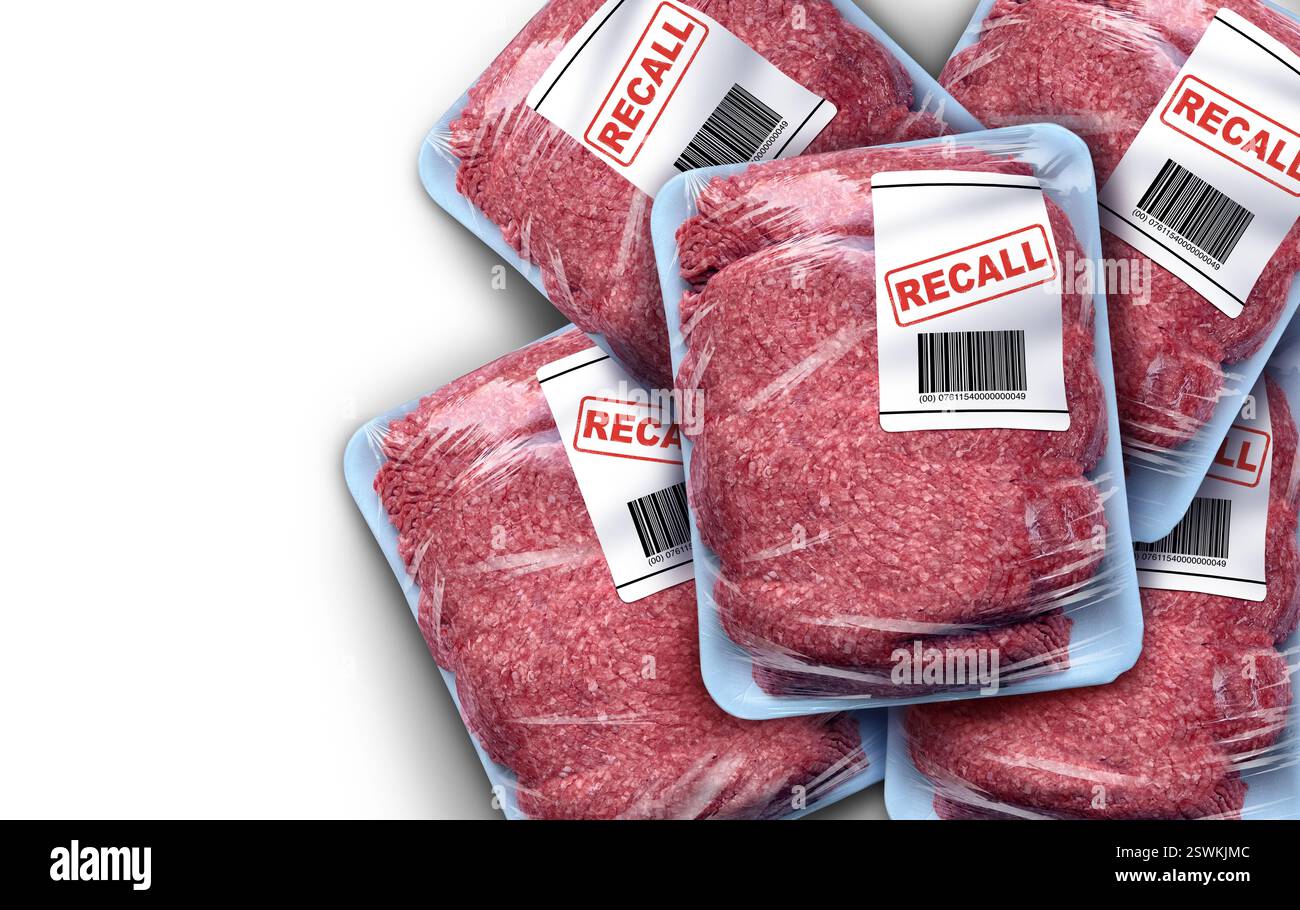 Ground Meat Recall concept as a symbol of contaminated beef or ...