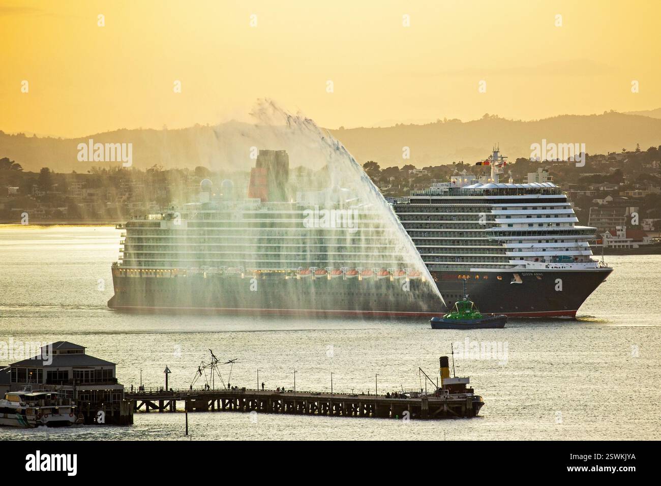 Auckland, New Zealand, 22 Feb, 2025. Cunard’s Queen Anne receives a ...