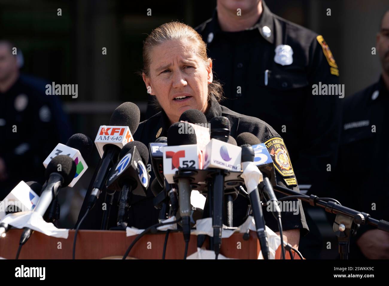 FILE - Los Angeles Fire Department Chief Kristin Crowley talks during a ...