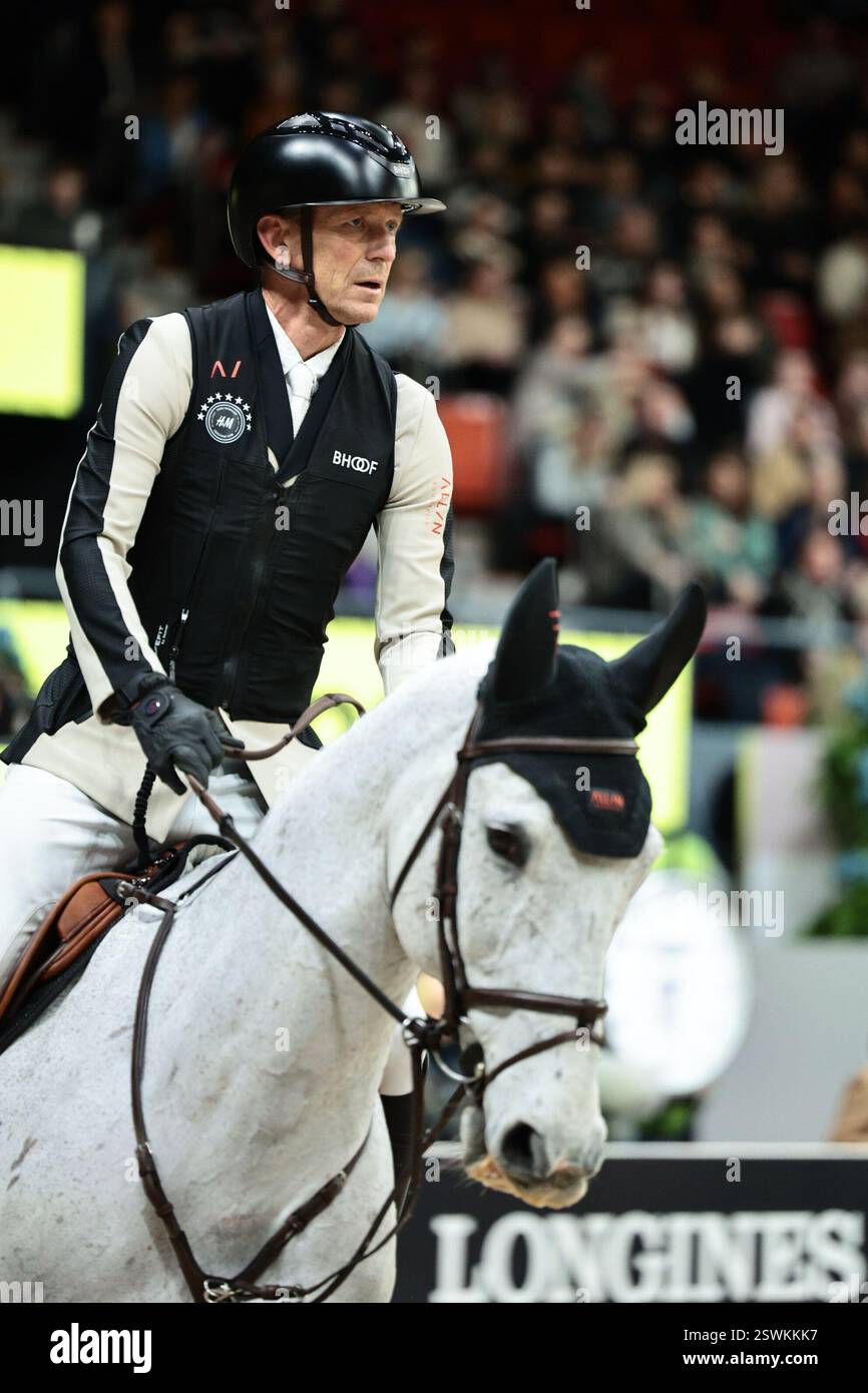 Peder Fredricson of Sweden with Catch me Not S during the Prize of MIPS at the Gothenburg Horse ...