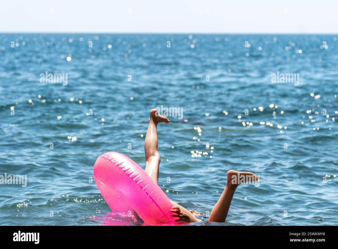 Woman, Pink, Float - Person Enjoying Ocean in Summer on Inflatable Ring ...