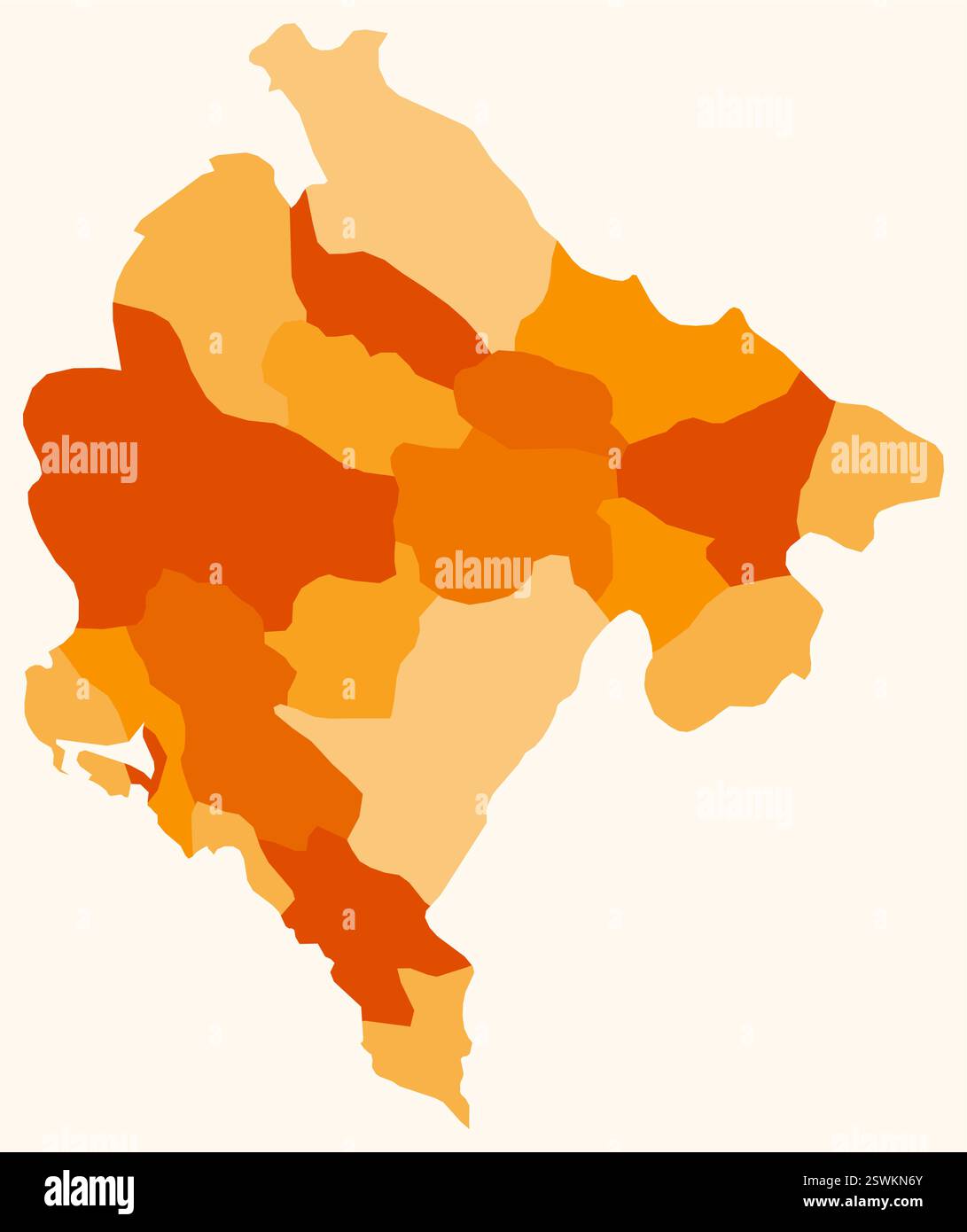 Map of Montenegro with regions. Just a simple country border map with ...