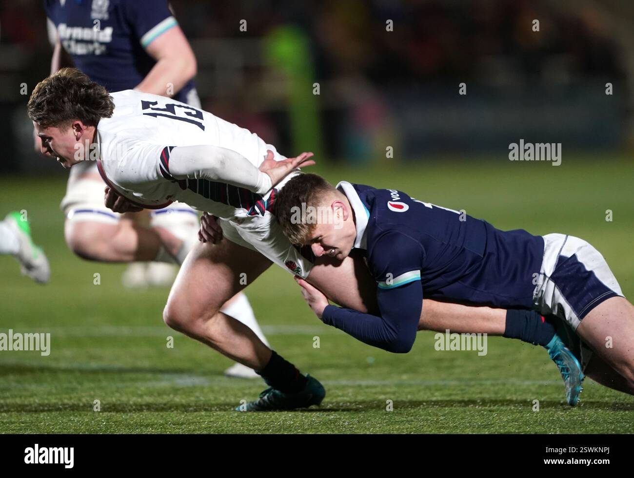 England's George Pearson tackled by Scotland's Fergus Watson during the ...