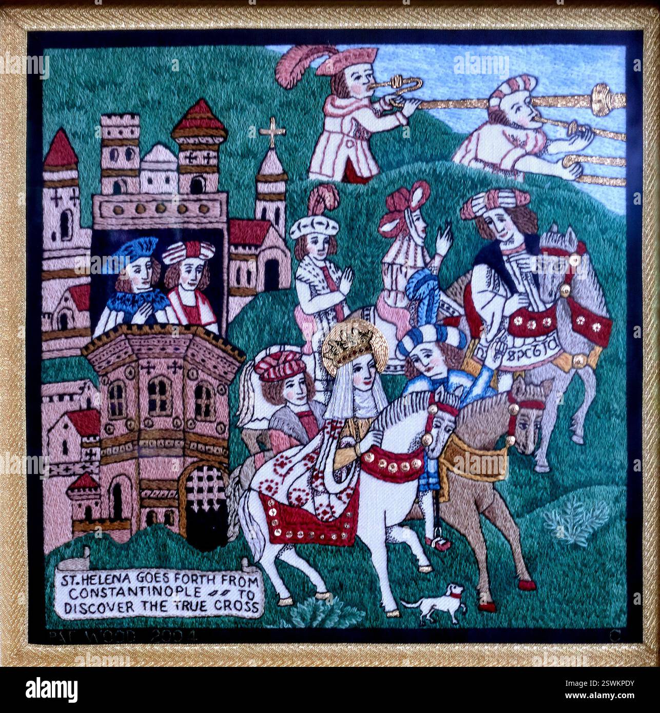 Embroidery of St Helena and her journey to deliver the original cross ...