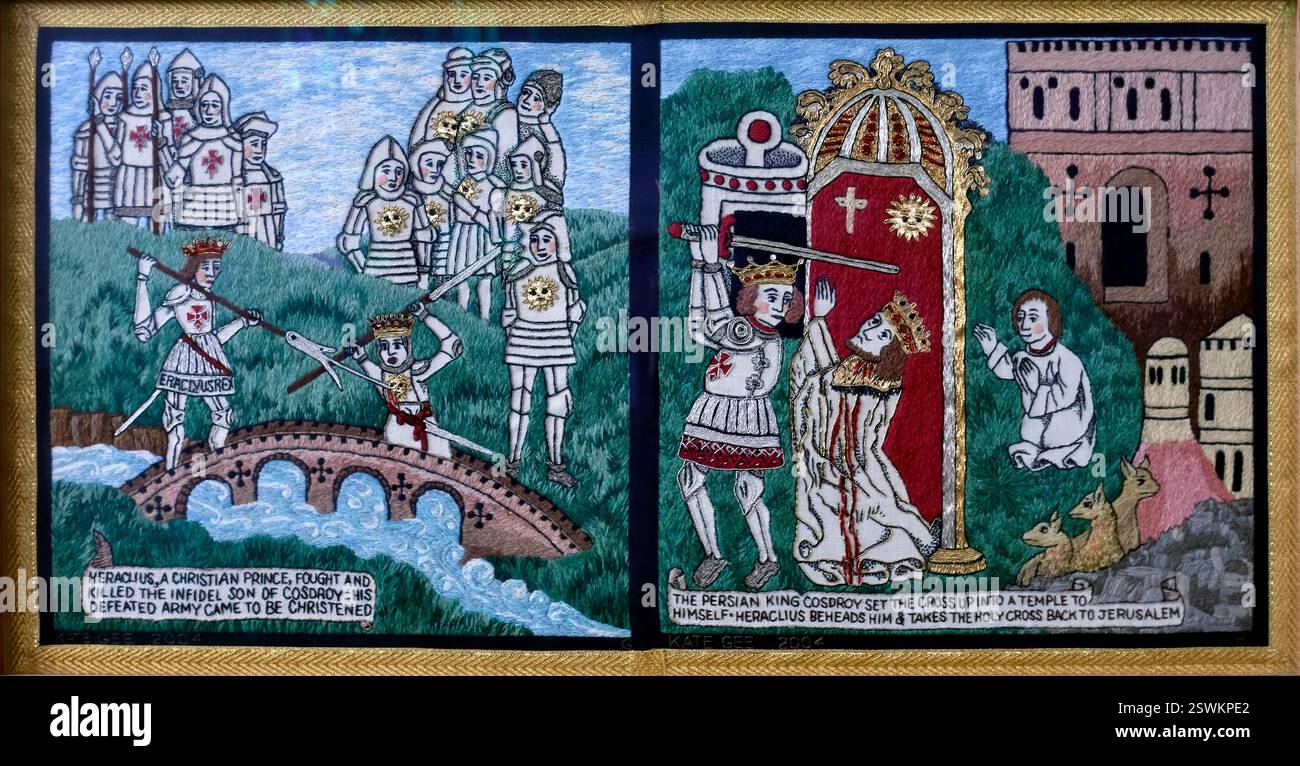 Embroidery of St Helena and her journey to deliver the original cross ...