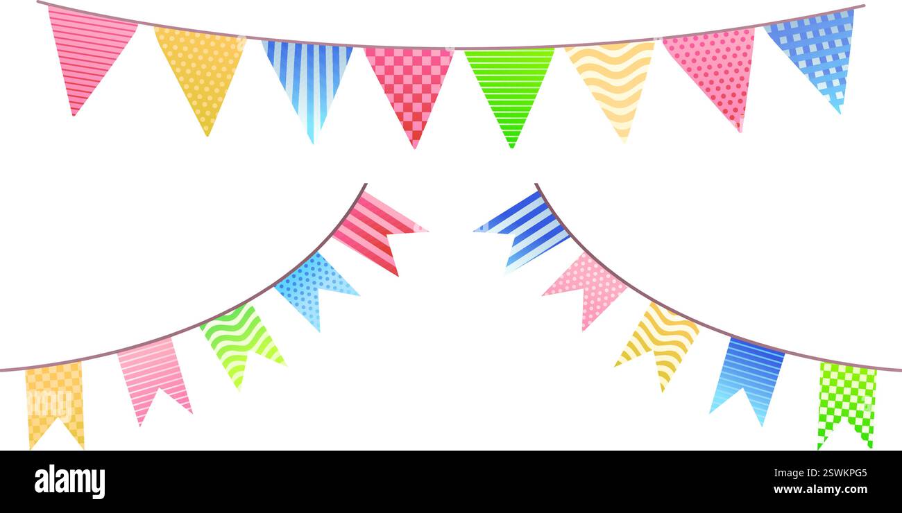 Colorful festive bunting flags garland set, vector illustration Stock ...