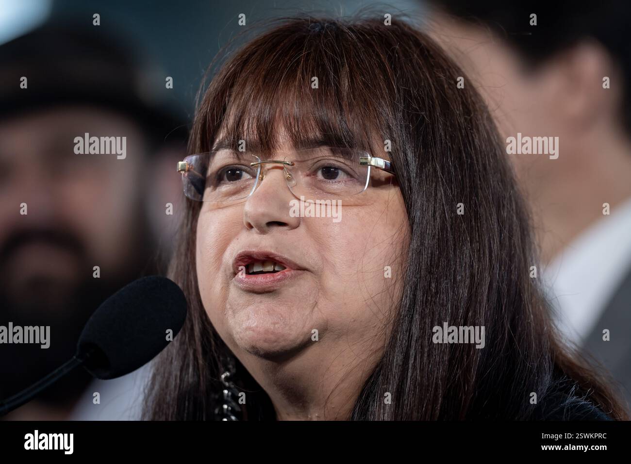 Vancouver, Canada. 25th June, 2024. Chief Marilyn Slett speaks during a ...