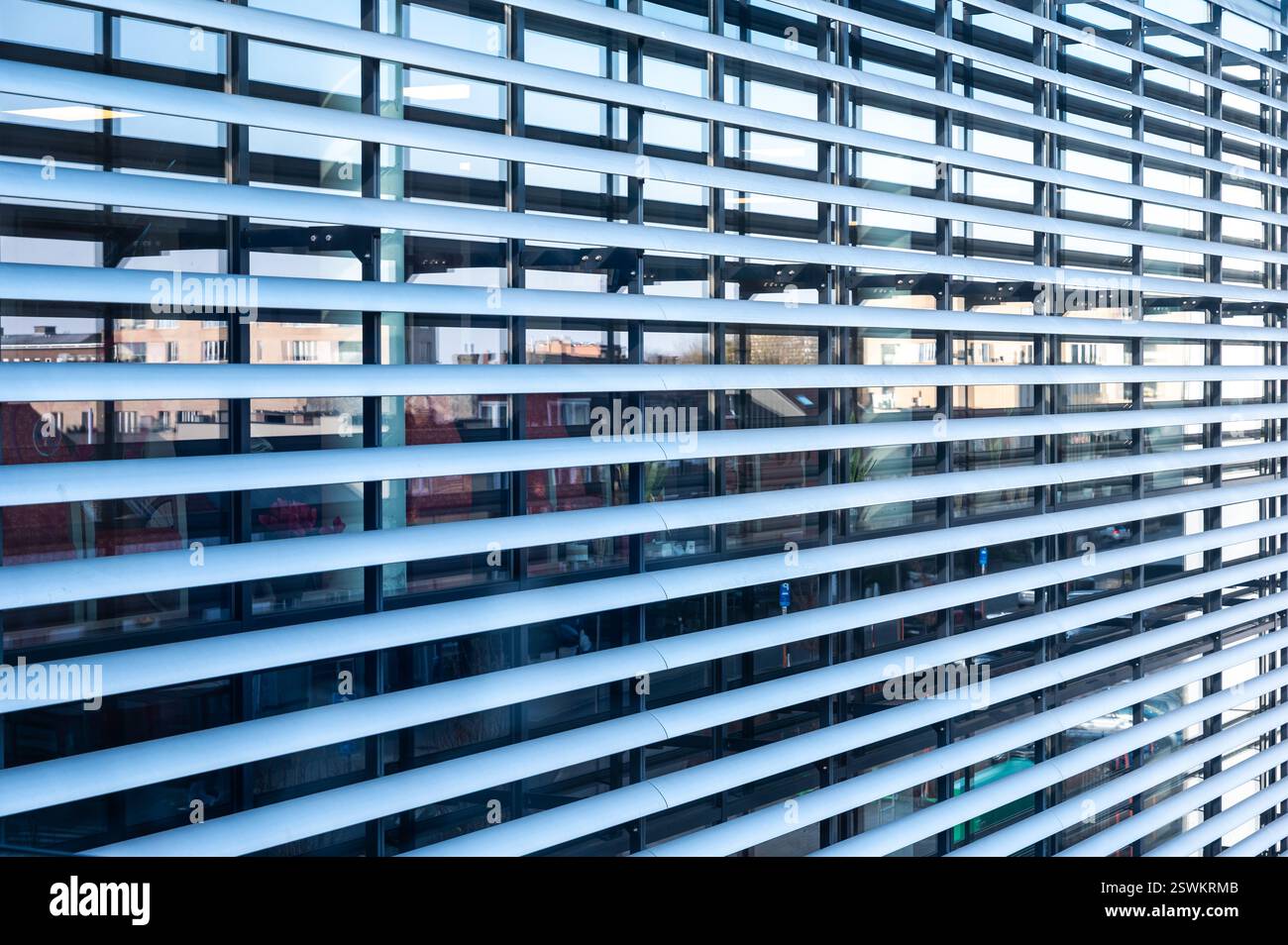 Outdoor window blinds for sun protection at a high rise elderly home in ...