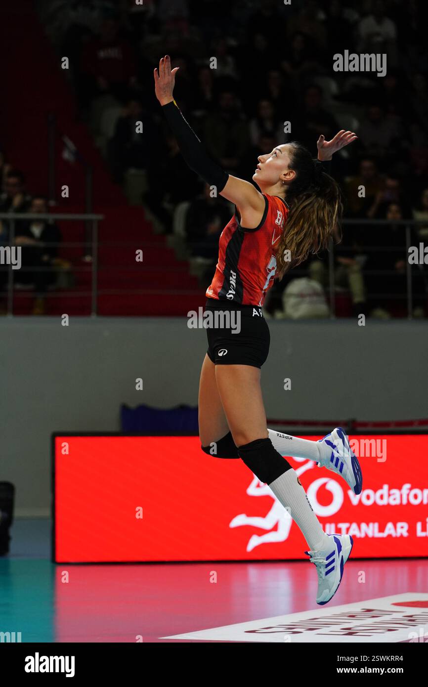 ISTANBUL, TURKIYE - FEBRUARY 09, 2025: Hande Baladin serves during Turk ...