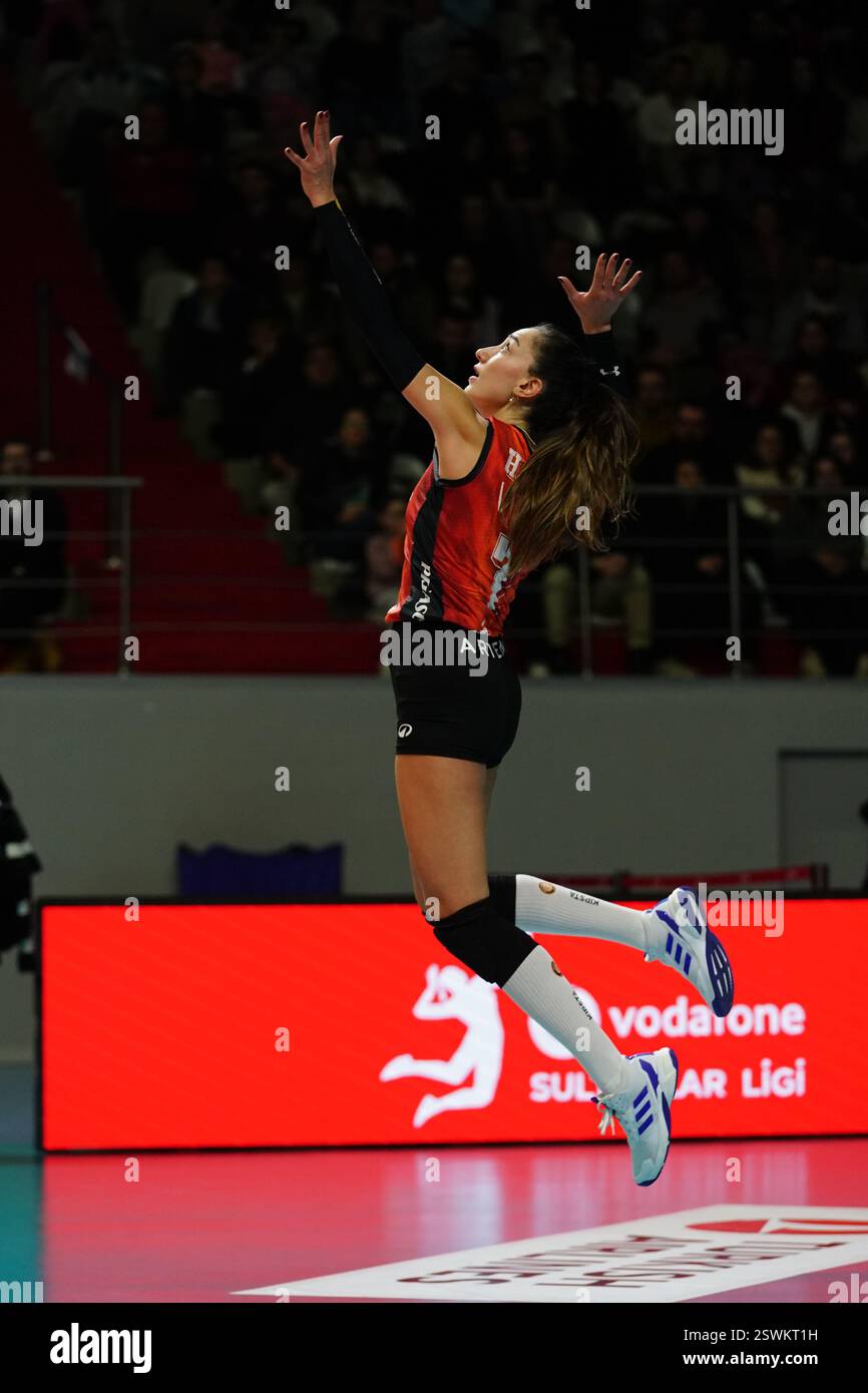 ISTANBUL, TURKIYE - FEBRUARY 09, 2025: Hande Baladin serves during Turk ...