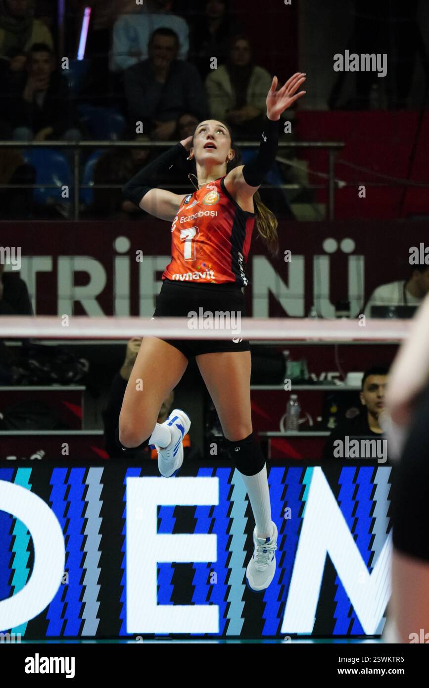 ISTANBUL, TURKIYE - FEBRUARY 09, 2025: Hande Baladin serves during Turk ...