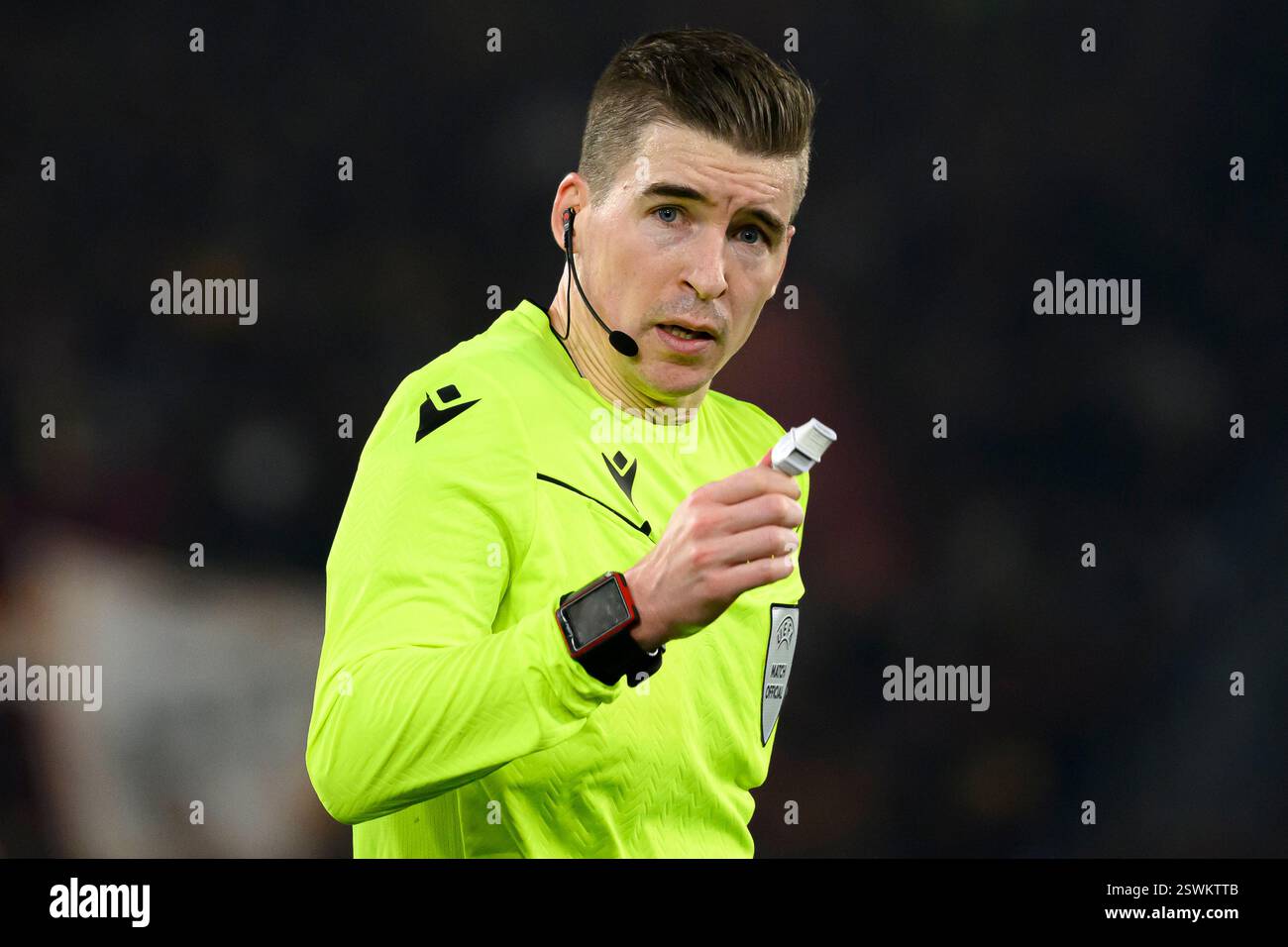 Referee Francois Letexier gestures during the Europa League football ...