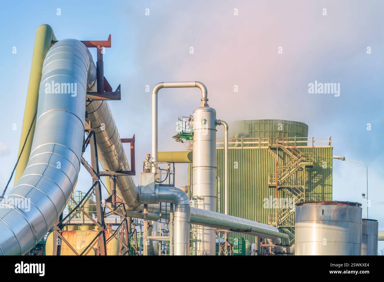 Pipelines of a geothermal power plant in Larderello, Tuscany region ...