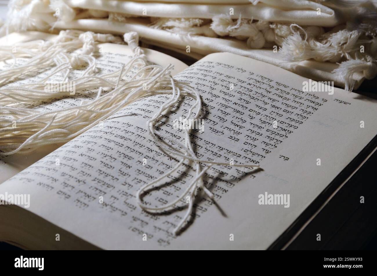 Tzitzit or tsitsiyot knotted ritual fringes or tassels of a Talit ...