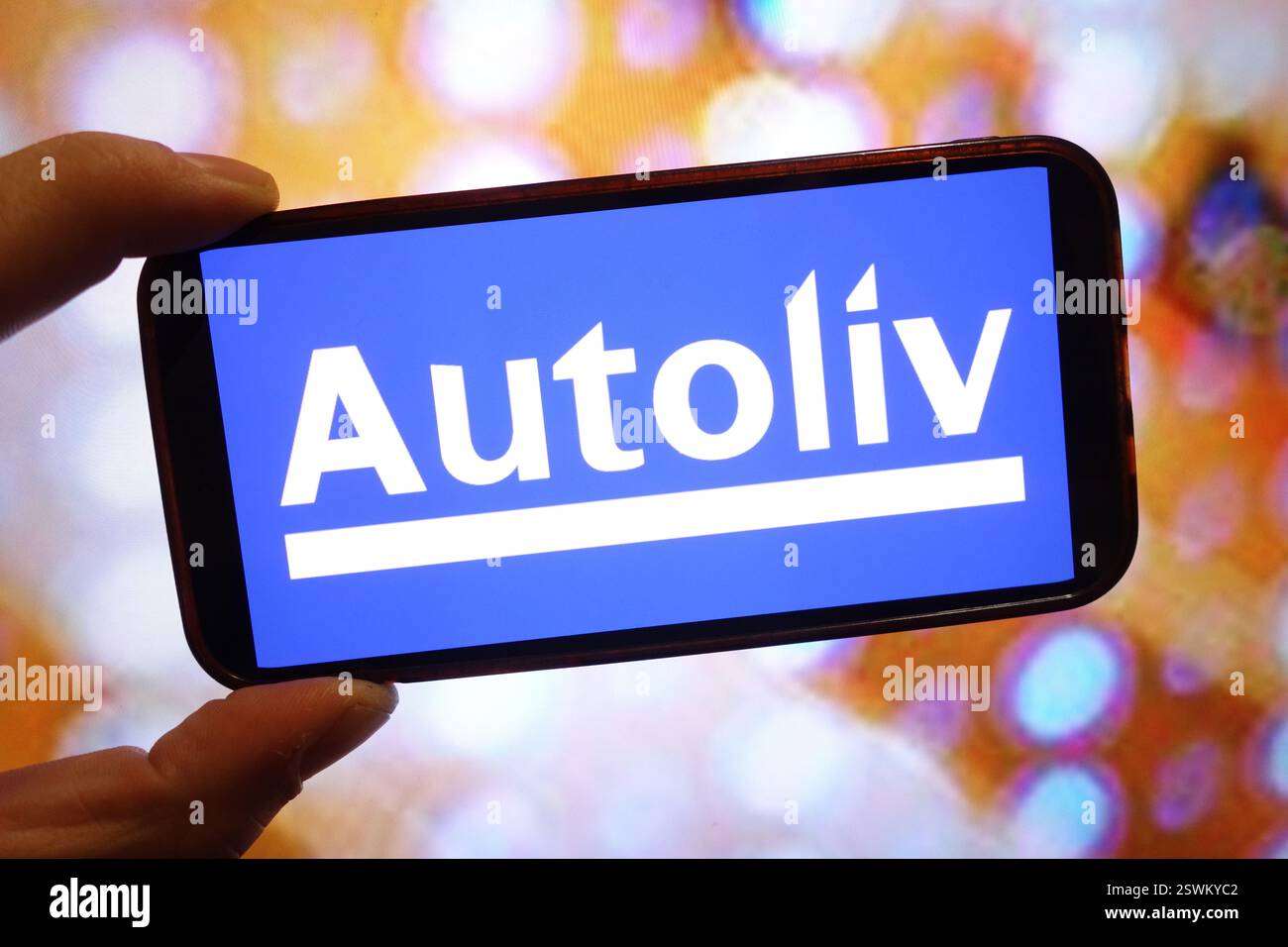 Poland. 20th Feb, 2025. In this photo illustration, the Autoliv company logo is seen displayed ...