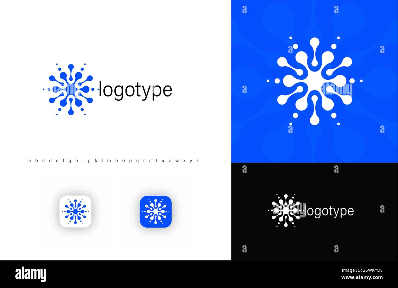 Abstract splash-shaped logo with fluid molecular structure, symbolizing ...