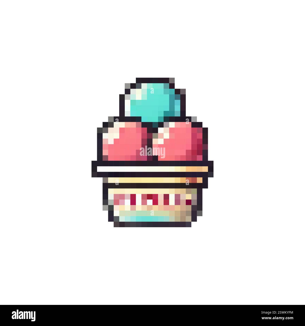 Ice cream logo three scoops in a waffle cup. Dessert ice cream vector ...