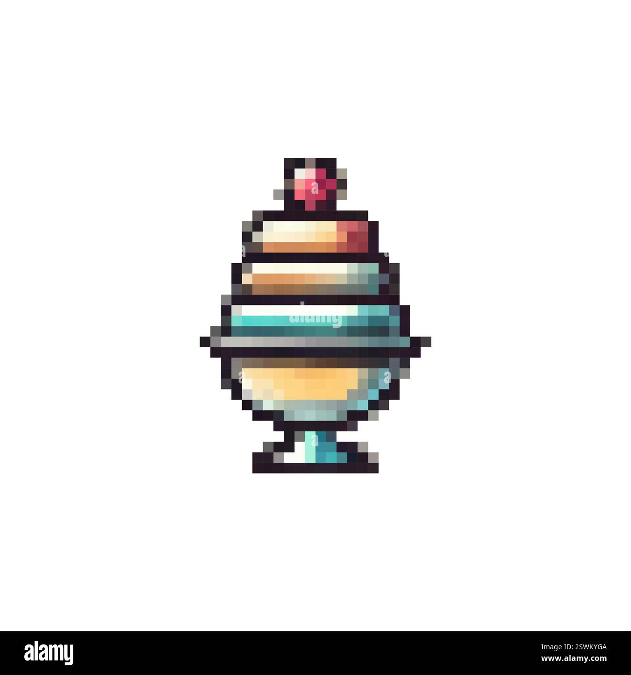 Vector pixel ice cream icon. Ice cream logo in a glass saucer. Dessert ...