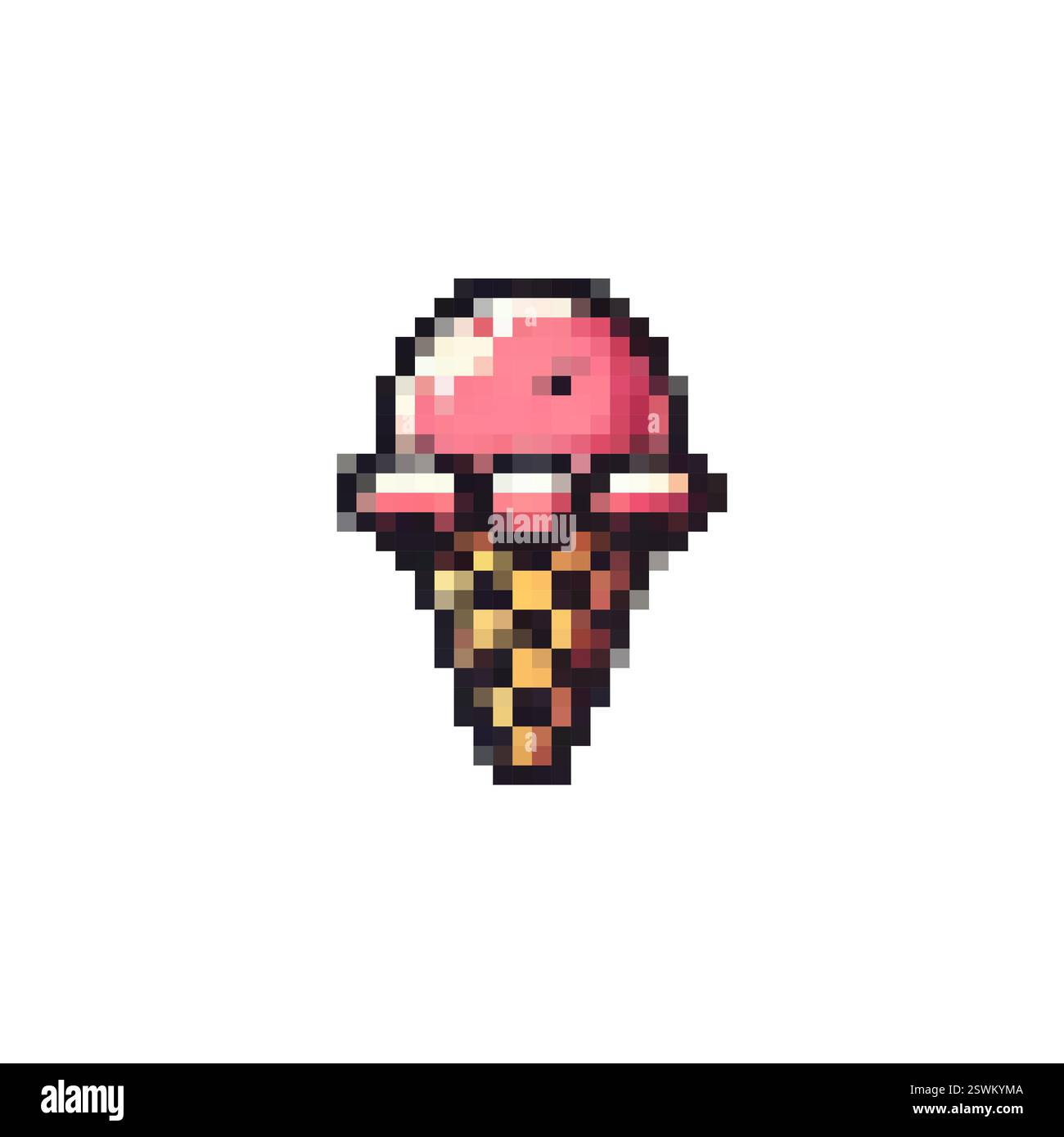 Ice cream logo in a waffle cone. Dessert ice cream vector. Retro pixel ...