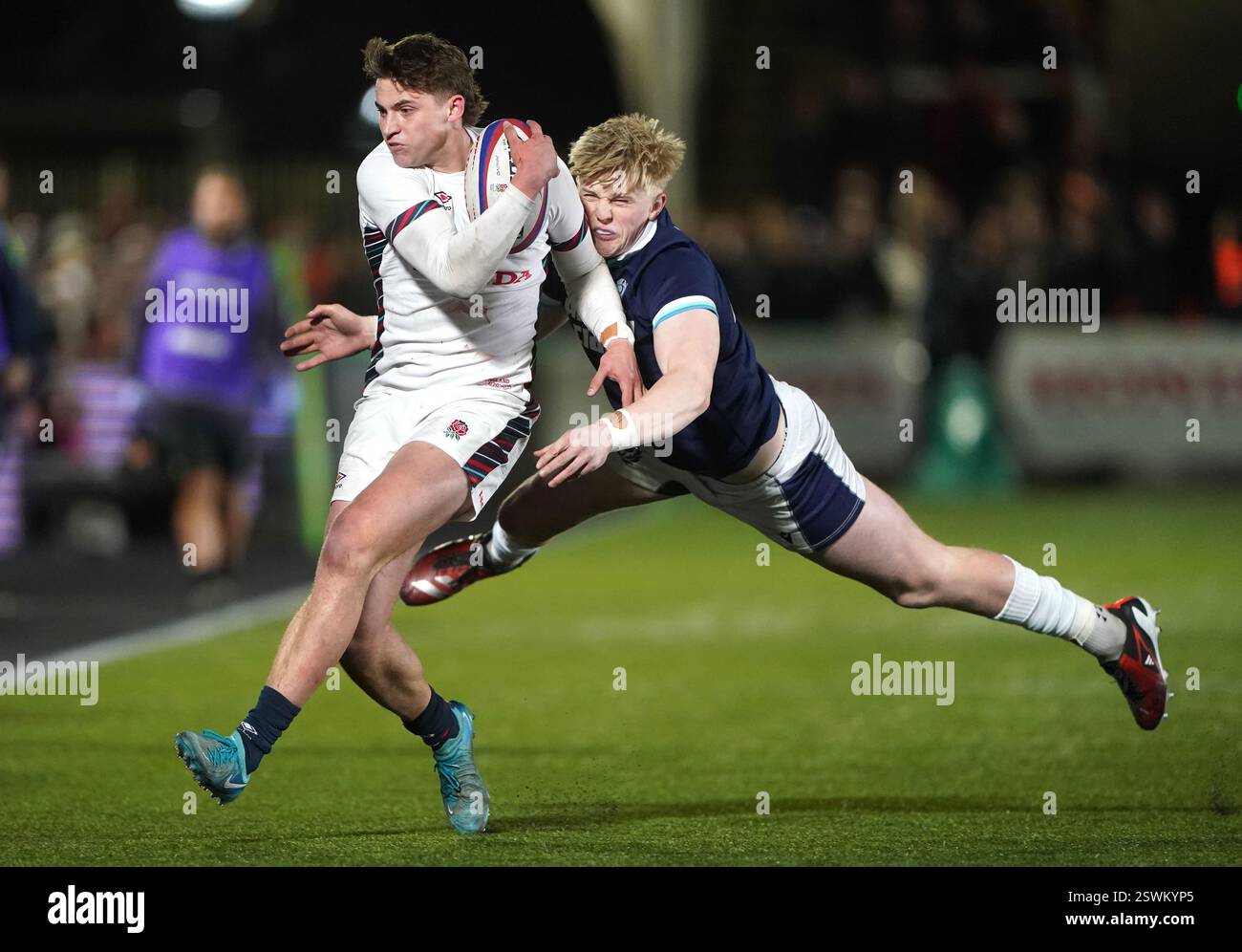 England's George Pearson tackled by Scotland's Nicky Devlin during the ...