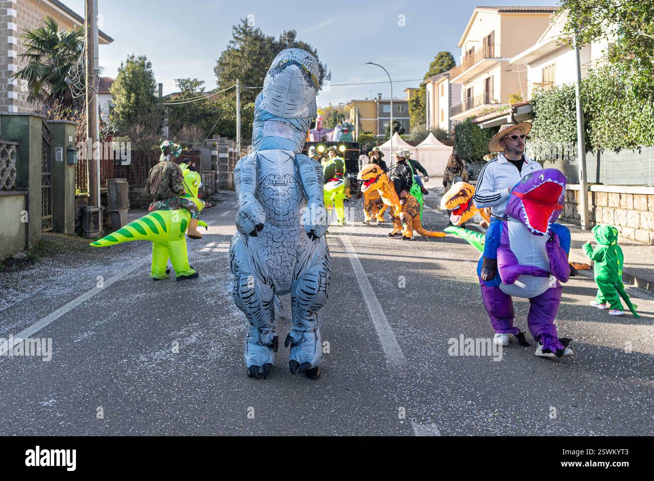 Bassano Romano, Italy. 16th Feb, 2025. Costumed and masked people ...