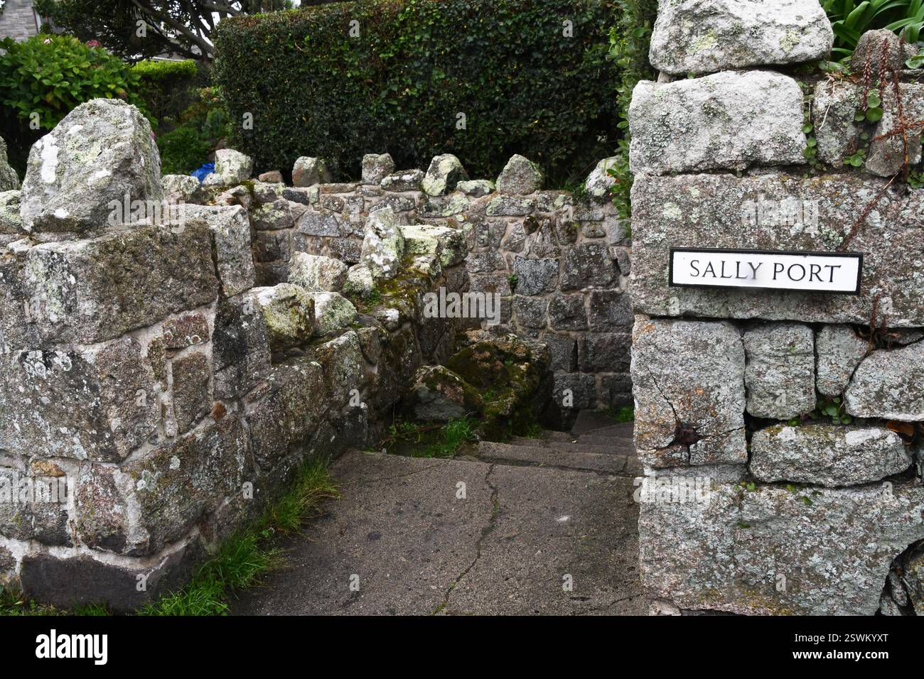 The easily defended entrance to the Sally Port in the fortified Garrison at Hugh Town on the ...