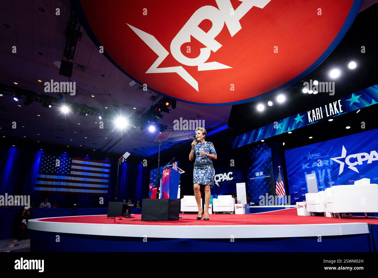 Kari Lake, Director of Voice of America (VOA) designate, speaking at ...