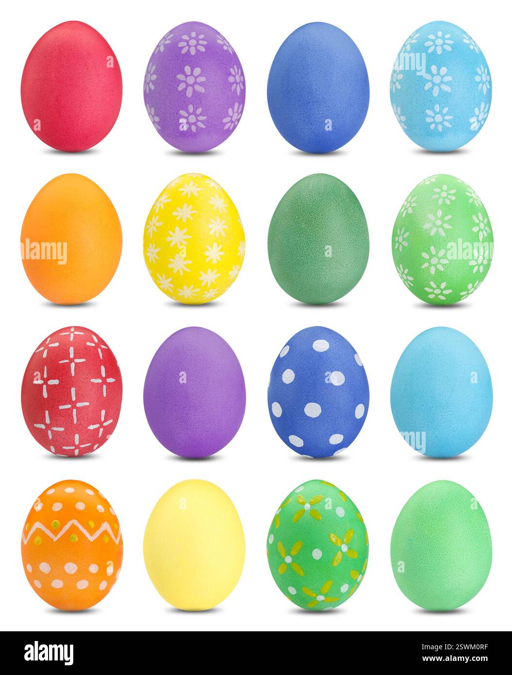 Easter eggs in different colors isolated on white, set Stock Photo - Alamy