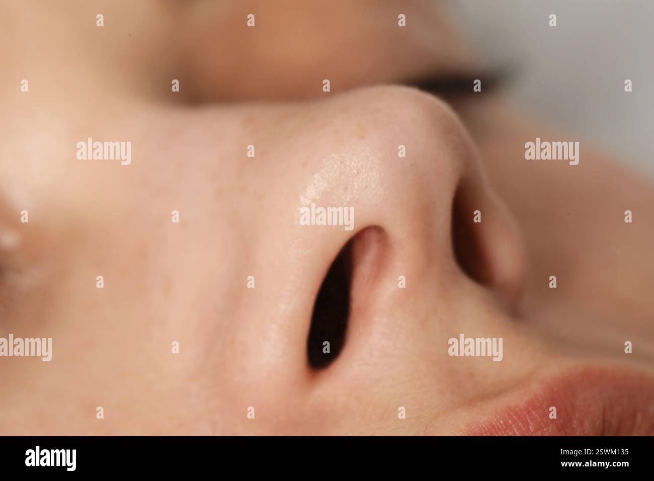Woman with normal nasal septum, closeup view Stock Photo - Alamy