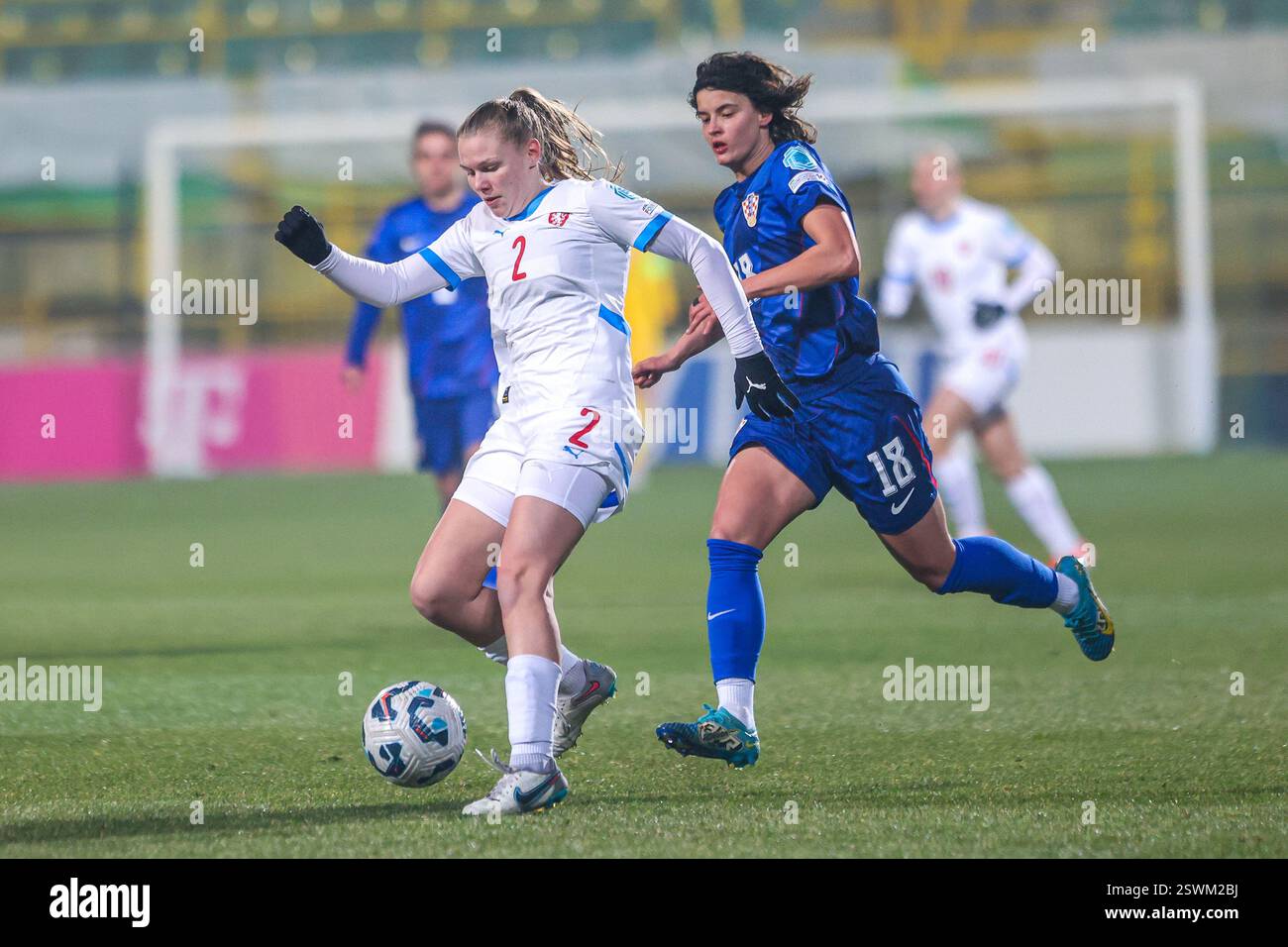 Pula, Croatia. 21st Feb, 2025. Lucie Bendova of Czechia and Petra Mikulica Petra Mikulica of ...