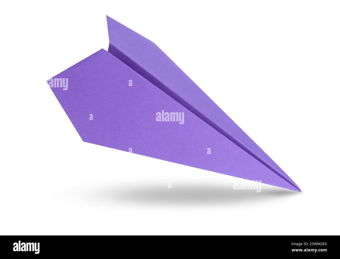 Purple paper plane in air on white background Stock Photo - Alamy