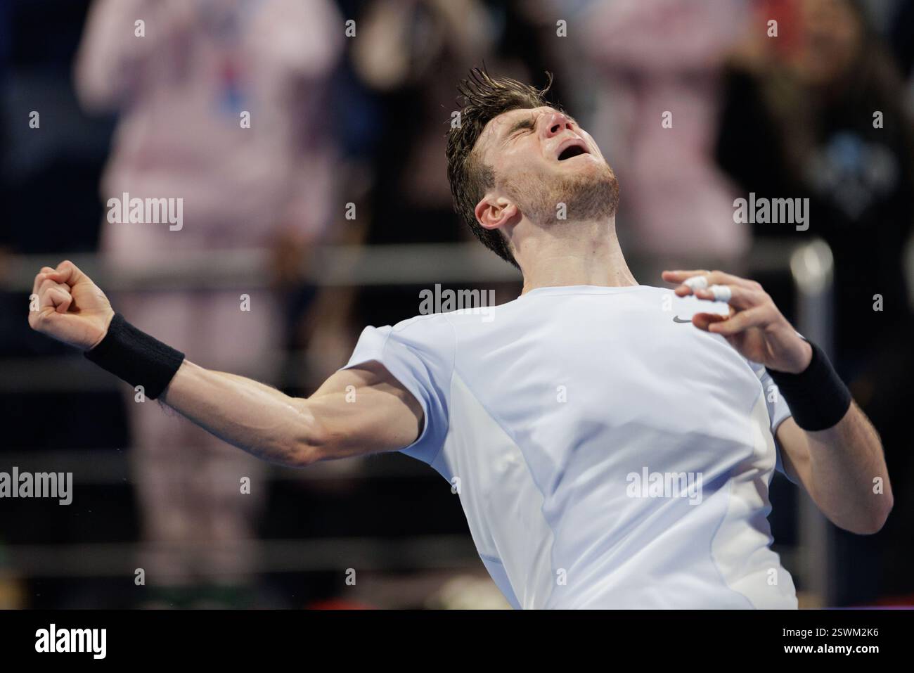 Jack Draper of Great Britain during the 2025 Qatar ExxonMobil Open, ATP ...